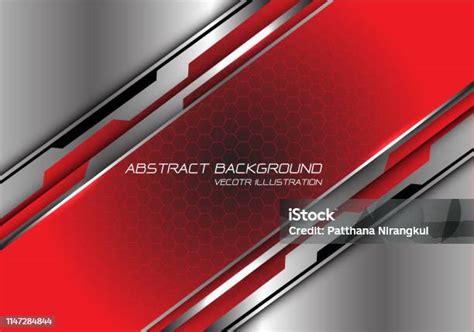 추상 빨간색 검은 그라데이션 육각형 메쉬 실버 다각형 디자인 현대 미래 배경 벡터 일러스트 레이 션에 슬래시 금속에 대한 스톡 벡터 아트 및 기타 이미지 Istock