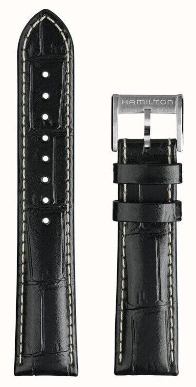 Hamilton Straps Khaki Field Murph 38 Black Leather Strap 20mm