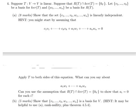 Solved 4 Suppose T V V Is Linear Suppose That R T N Chegg Com