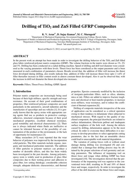 Pdf Drilling Of Tio 2 And Zns Filled Gfrp Composites
