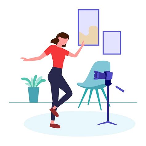 Female Youtuber Premium Vector