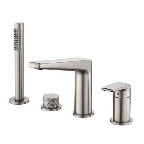 Flg Single Handle Deck Mount Roman Tub Faucet With Handheld Shower