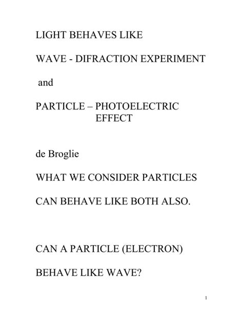 Light Behaves Like Wave Difraction Experiment And