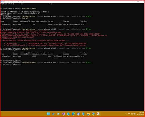 Getting Set Vmprocessor Vmname Exposevirtualizationextensions True