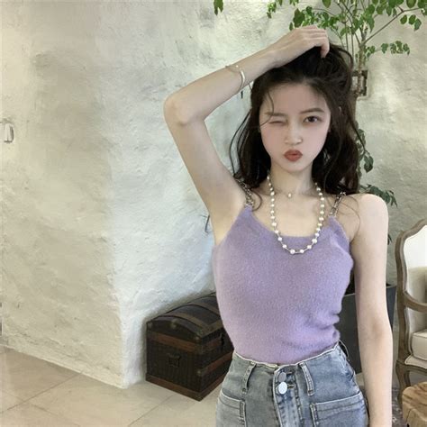 Pretty Closet เสื้อสายเดี่ยวเอวลอย เสื้อสายเดี่ยวผ้ากำมะหยี่สายโซ่ เสื้อกล้ามสายโซ่สวยๆ เสื้อ