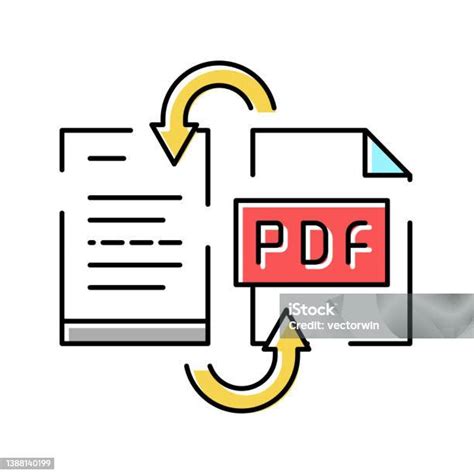 Pdf 파일을 워드 패드 색상 아이콘 벡터 일러스트레이션으로 변환 낱말에 대한 스톡 벡터 아트 및 기타 이미지 낱말 변경