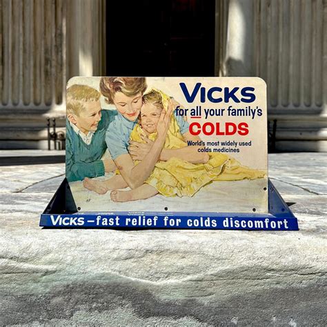 Vicks Cough Syrup Tin Store Display Mid Century Counter Top General Store Display General