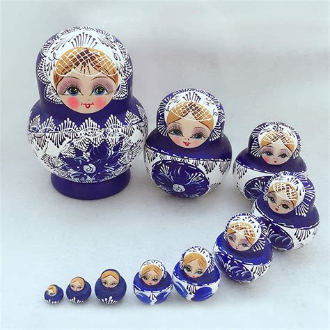 Xujiqi 10 Layer Russian Nesting Dolls Handcrafted Satin