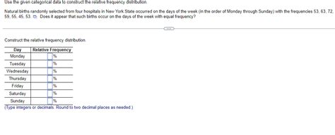 Solved Use The Given Categorical Data To Construct The