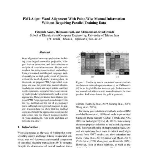 pmi align word alignment with point wise mutual information without