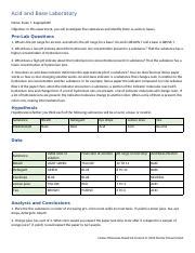 Acid Base Laboratory Experiment Identifying Substances As Acids Course Hero