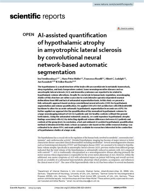 Ai Assisted Quantification Of Hypothalamic Atrophy In Ela Through Cnn Pdf Image Segmentation