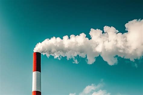 A Red And White Smoke Stack Is Smoking A Pipe Premium Ai Generated Image