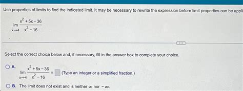 Solved Use Properties Of Limits To Find The Indicated Limit Chegg Com