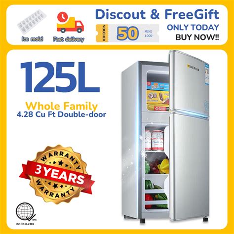 Homefun Mondial Freezer No Frost Refregerator 4 8cu Ft 125l Two Door Mini Refregerator Shopee