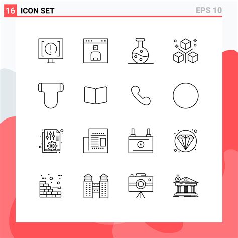 Pictogram Set Of 16 Simple Outlines Of Programing Development Page