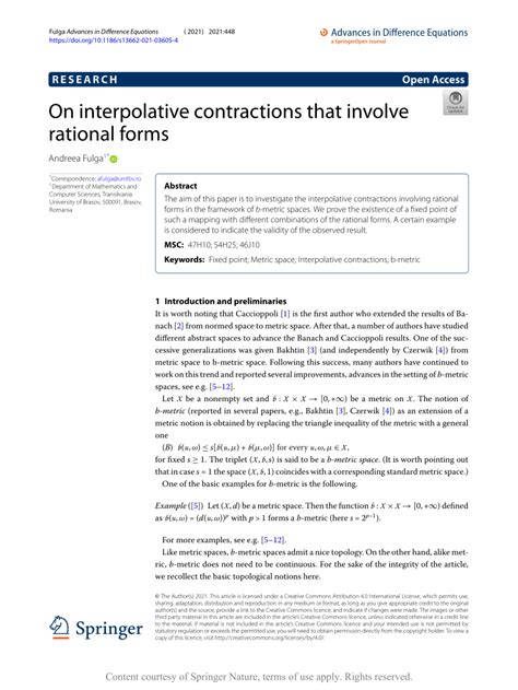 Pdf On Interpolative Contractions That Involve Rational Forms