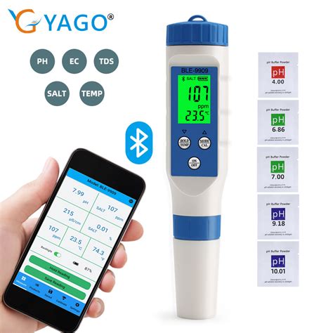 YAGO Smart Bluetooth Water Quality Meter PH TDS EC Salinity Temperature In Water Quality Pen