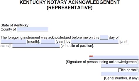 Free Kentucky Notary Acknowledgement Forms Pdf Word