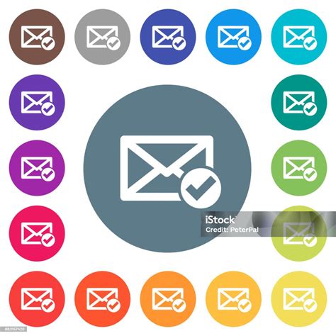 郵件讀取圓形顏色背景上的平面白色圖示向量圖形及更多teal圖片 Teal 信 文件 信封 Istock