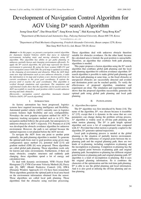 Pdf Development Of Navigation Control Algorithm For Agv Using D