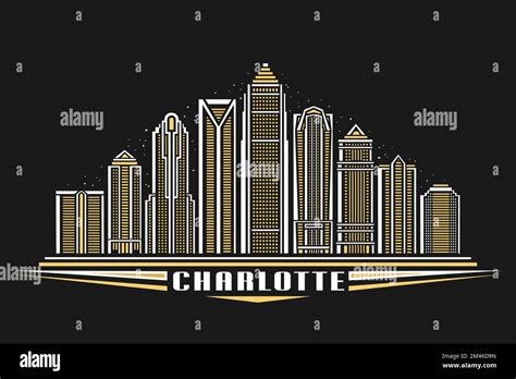 Vector Illustration Of Charlotte Dark Poster With Simple Linear Design