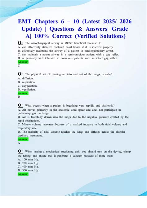 Emt Chapters 6 10 Latest 2025 2026 Update Questions And Answers Grade A 100 Correct
