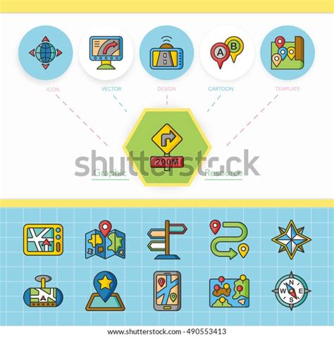 Icon Set Navigation Vector Stock Vector Royalty Free 490553413 Shutterstock