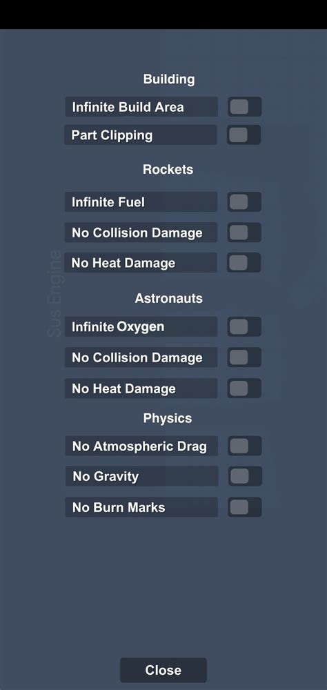 New Cheats Menu Concept By Me R SpaceflightSimulator