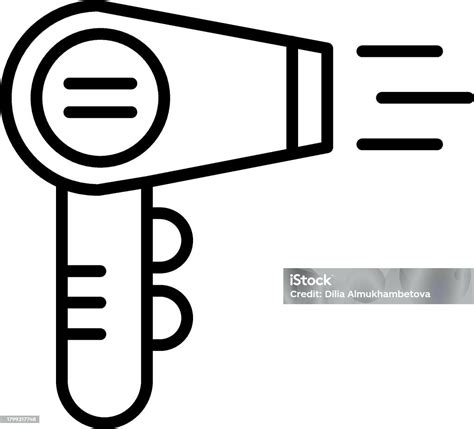 헤어 드라이어 벡터 라인 아이콘입니다 책 상점 상점에 적합합니다 미니멀한 윤곽선 스타일로 편집 가능한 획 디자인 기호 날씬한에