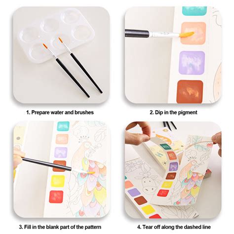 페인트 포함 어린이 Diy 수채화 그림책 구아슈 그래피티 그림 색칠하기 그림책 어린이 선물 20 장 회화 용품