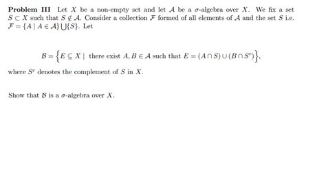 Solved Problem III Let X Be A Non Empty Set And Let A Be A Chegg Com