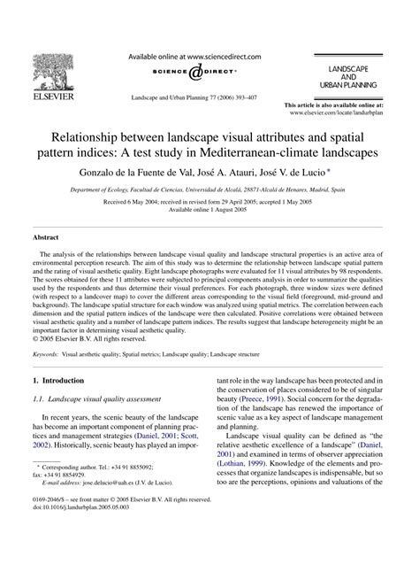Pdf Relationship Between Landscape Visual Attributes And Spatial