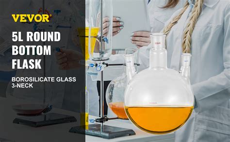 Vevor Round Bottom Flask Receiving Flask 5l Reaction Flask 3 Neck Boiling Flask Vevor Eu