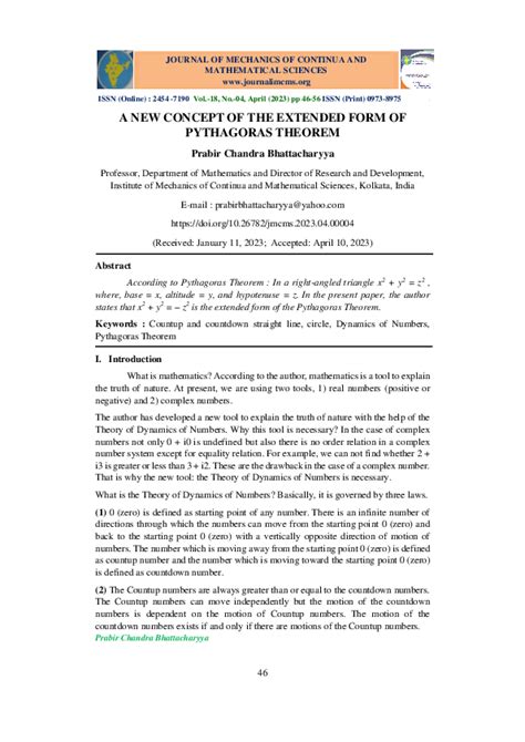 Pdf A New Concept Of The Extended Form Of Pythagoras Theorem