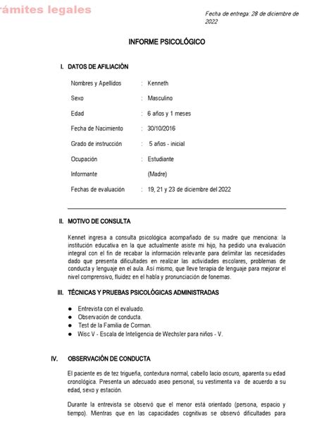 Evaluación Integral Kenneth Pdf Memoria Cociente De Inteligencia