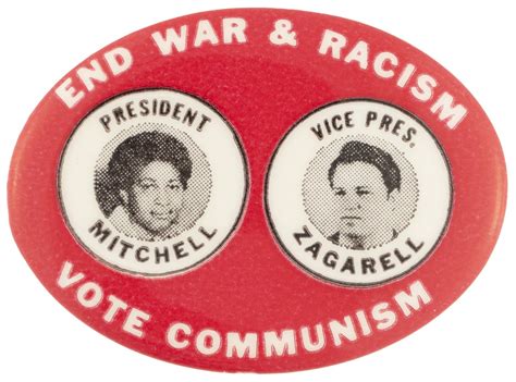 Hakes Mtichell And Zagarell Vote Communisim 1968 Oval Jugate Button