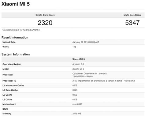 Xiaomi Mi Single Core Score Goes Over In Geekbench