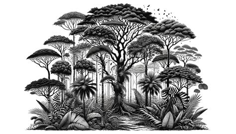 Clipart De La Jungle En Noir Et Blanc Papier Peint Ou Papier Peint