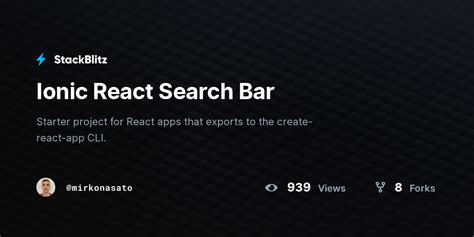 Ionic React Search Bar Stackblitz