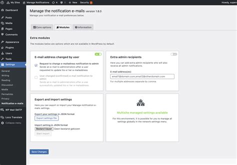 Manage Notification E Mails Wordpress Plugin