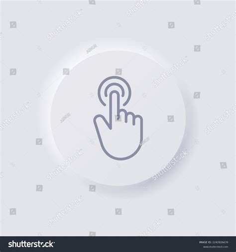 Finger Touch Icon White Neumorphism Soft Stock Vector Royalty Free