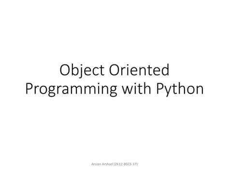 Oop Concepts In Python Programming Language Pptx