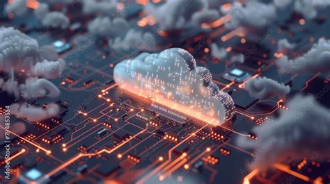 An Artistic Representation Of A Cloud Computing Concept Featuring A Microchip With A Cloud