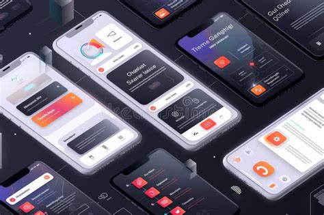 Smartphone Mobile App Interface Mockup With Ui Active Blocks And Connections Ack Of Ui Ux Gui