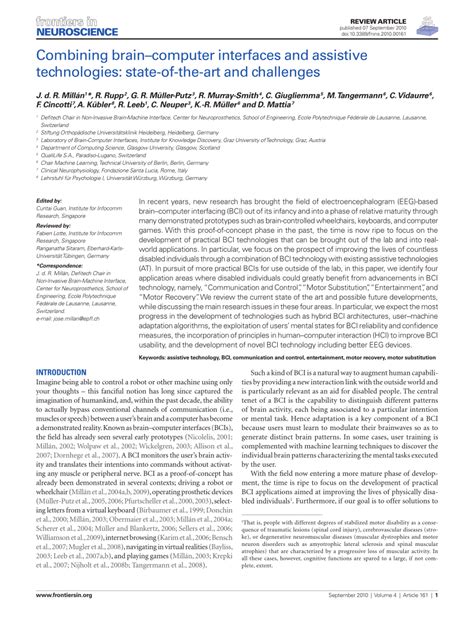 Pdf Combining Braincomputer Interfaces And Assistive Technologies State Of The Art And