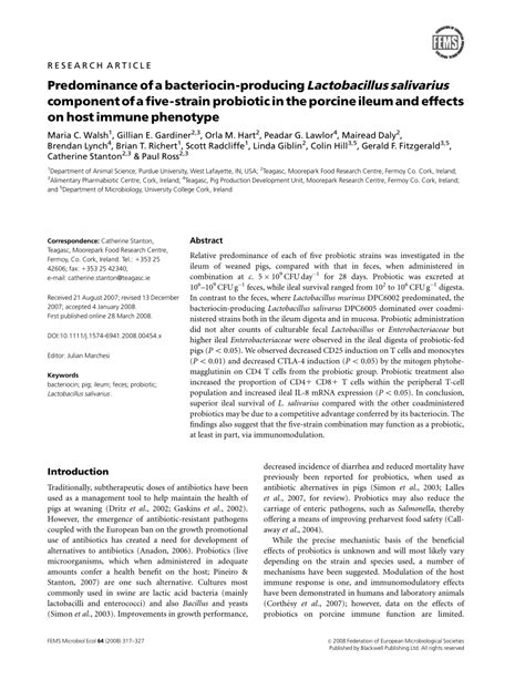 Pdf Predominance Of A Bacteriocin Producing Lactobacillus Salivarius