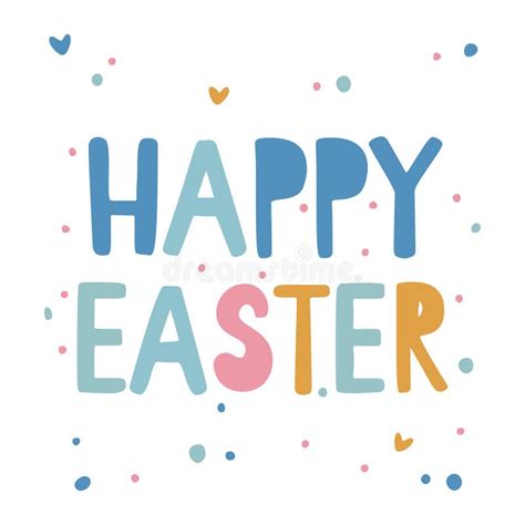 Happy Easter Hand Drawn Typography With Pastel Colors Playful Letters And Decorative Confetti