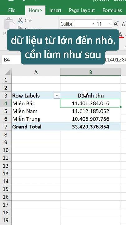 sắp xếp dữ liệu trong pivot table pivottable excel drb exceltips