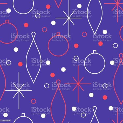 크리스마스 원활한 벡터 패턴 눈송이와 크리스마스 트리 장식 공 미니멀 한 그림 라인 아트 노스 포옹 미학 0명에 대한 스톡 벡터